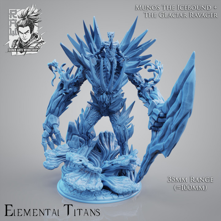 3D Printable Ice Golem + Water Elemental Combo by Ronin Arts Workshop