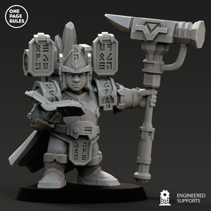 3D Printable Dwarf Champion (Rune Master) - Dwarf Guilds by One Page Rules