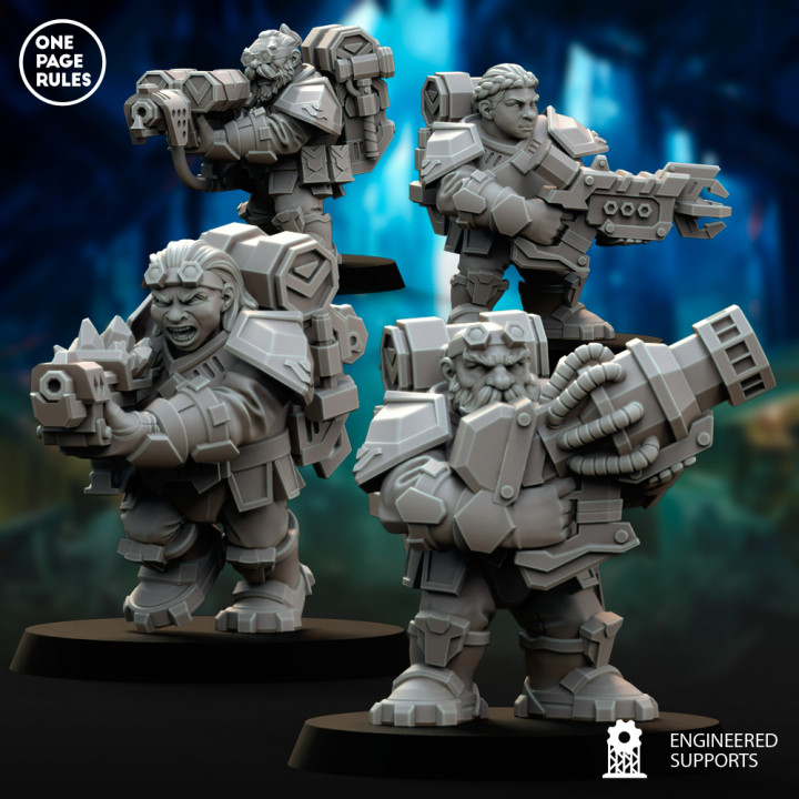 3D Printable Dwarf Warriors - Dwarf Guilds by One Page Rules