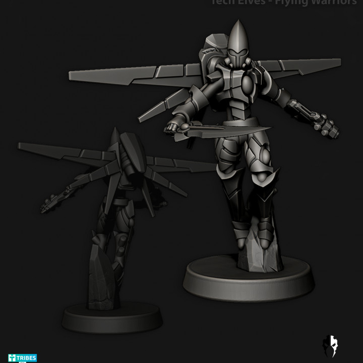 3D Printable Tech Elves - Flying Warriors by Edge Miniatures