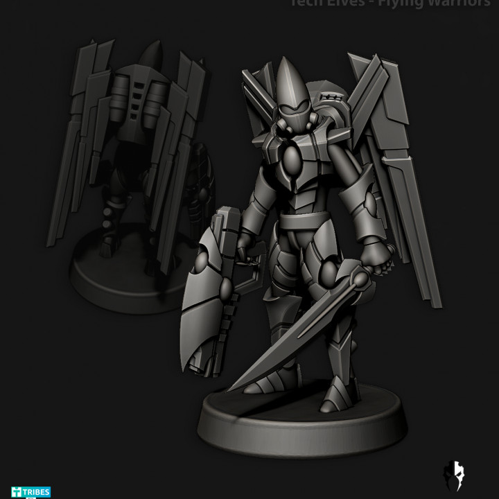 3D Printable Tech Elves - Flying Warriors by Edge Miniatures