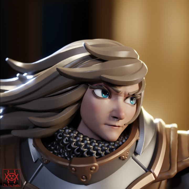 3D Printable Adventurer - Heavy Armored Female Knight by Tri Fin Studio