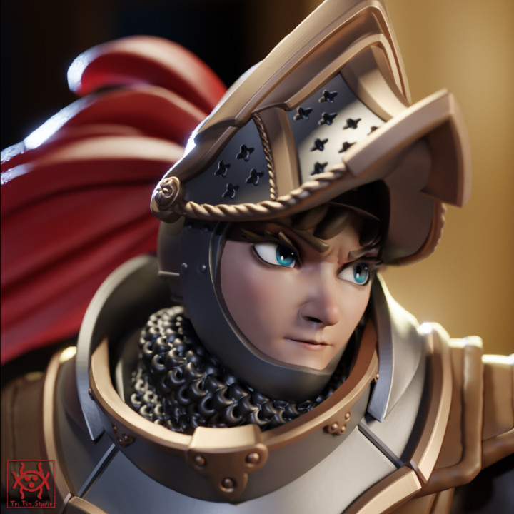 3D Printable Adventurer - Heavy Armored Female Knight by Tri Fin Studio