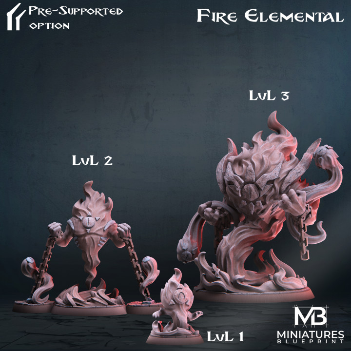 3D Printable Fire Elementals PACK by Miniatures Blueprint