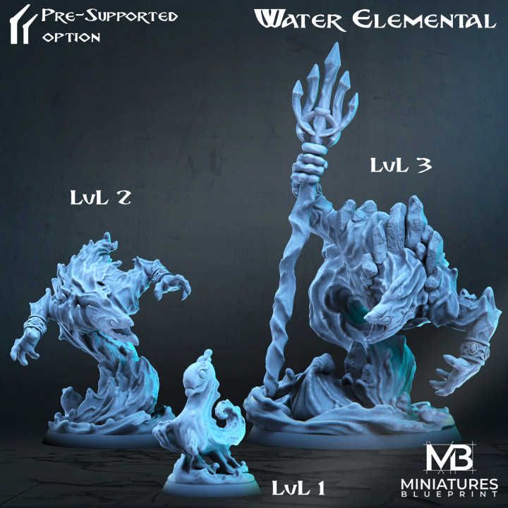 3D Printable Water Elementals PACK by Miniatures Blueprint