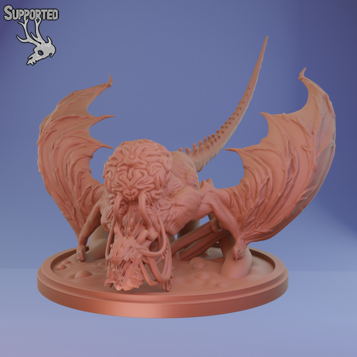 3D Printable Elder Brain Dragon (80mm Base) by Zio