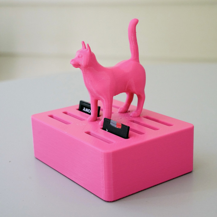 3D Printable Cat SD Card holder by Philippe Barreaud