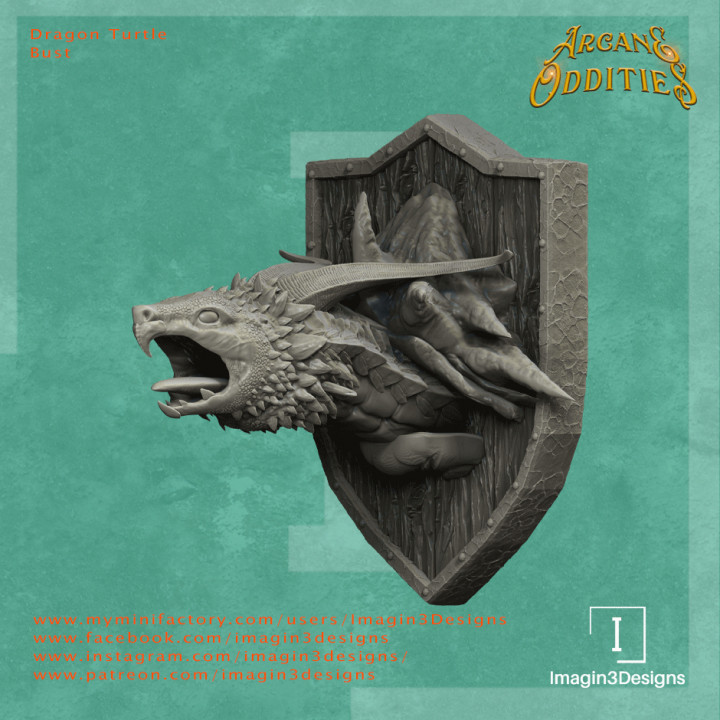 3D Printable Pre-Supported Dragon Turtle Bust by Imagin3Designs