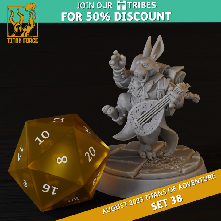 3D Printable Rabbitfolk Bard - RPG Hero Character D&D 5e - Titans of ...