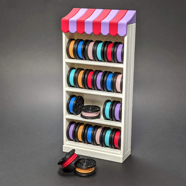 3D Printable Mini Spool Display Shelves (and mini spools!) by Clockspring