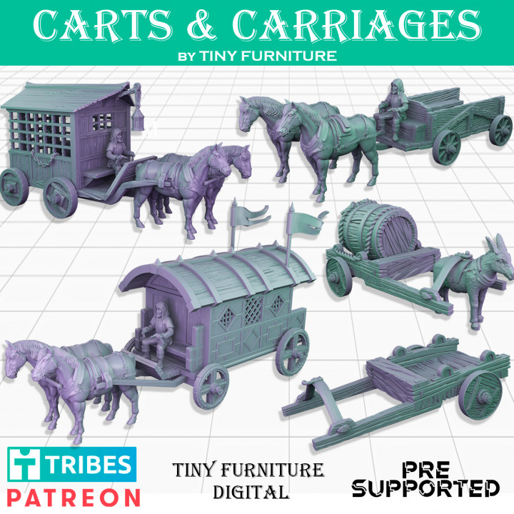 3D Printable Carts and Carriages by Tiny Furniture