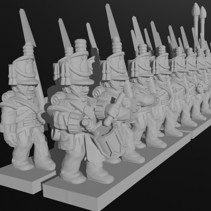3D Printable 6-15mm British Line & Light Infantry in Belgic Shakos ...