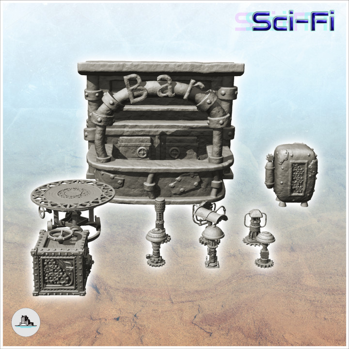 3D Printable Steampunk bar accessories set with counter (1) - Future ...