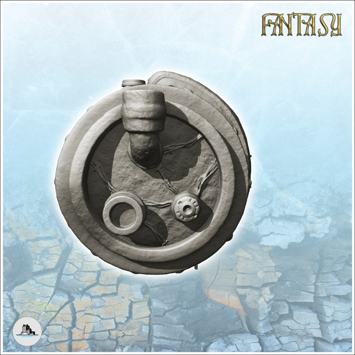 3D Printable Round steampunk building with pipes and metal door (1 ...