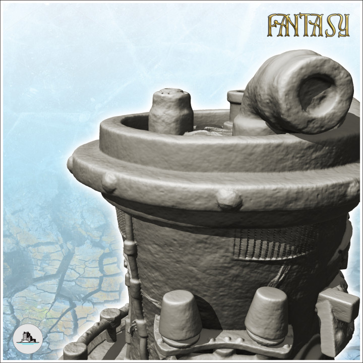 3D Printable Round steampunk building with pipes and metal door (1 ...