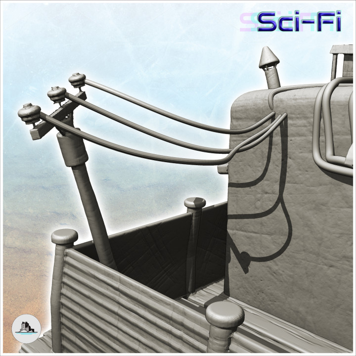 3D Printable Post-apocalyptic house on stilts with solar panels and ...