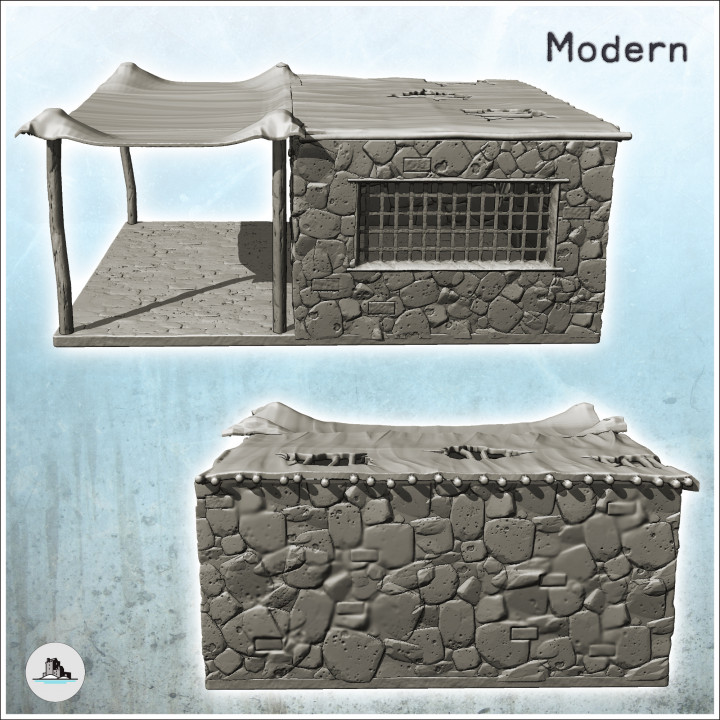 3D Printable Flat-roofed post-apocalyptic prison with large canvas ...