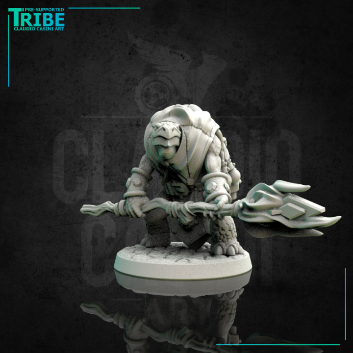 3D Printable (0166) Male turtle wizard with a magic staff by Claudio ...