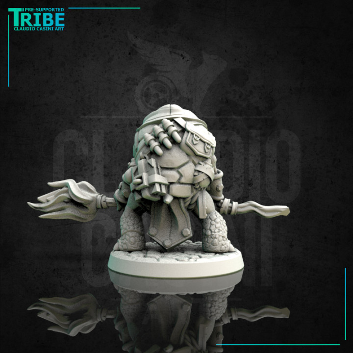 3D Printable (0166) Male turtle wizard with a magic staff by Claudio ...