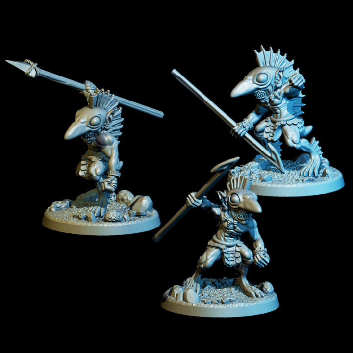 3D Printable Sea Goblin Spear Throwers (3) by AntiMatter Games