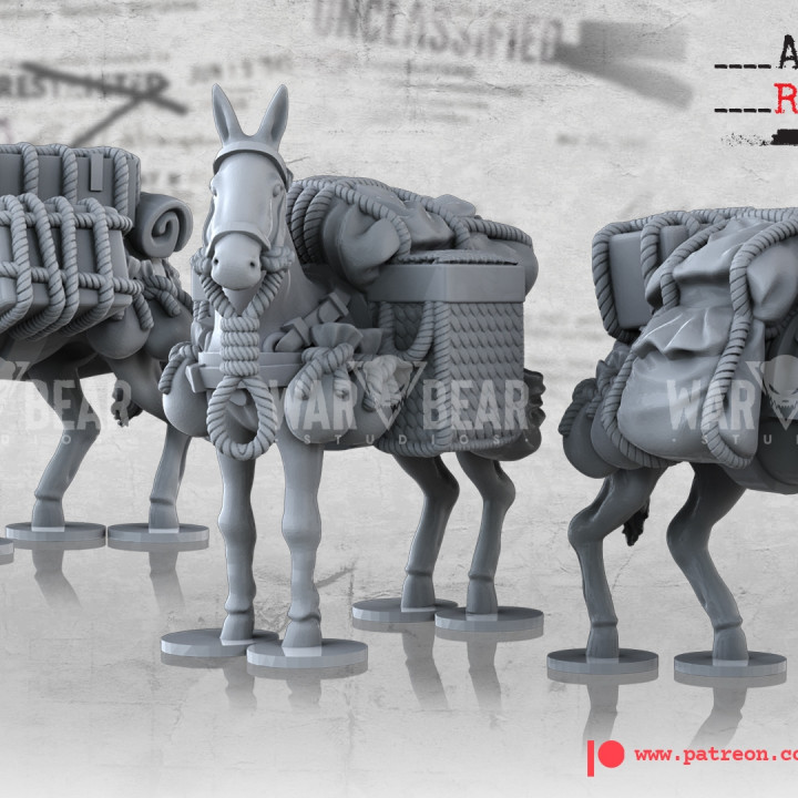 3D Printable WWII German Pack mules by BattleCat Miniatures