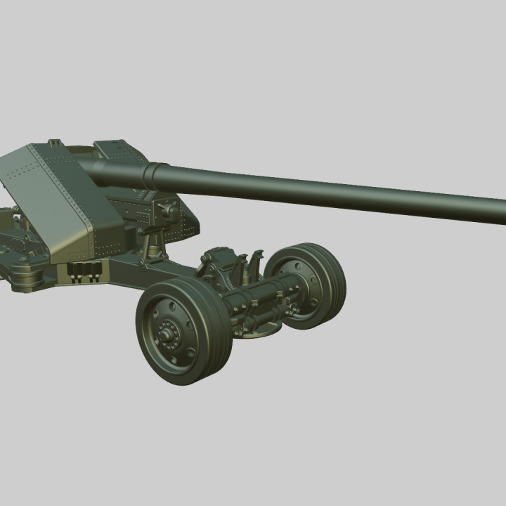 3D Printable 128mm anti-tank gun - Pak 44 (Germany, WW2) by Wargame3d
