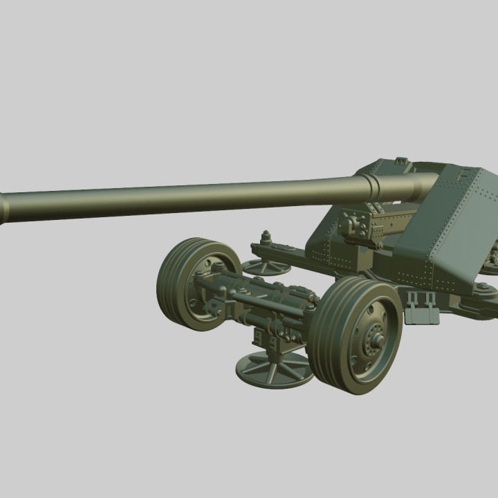 3D Printable 128mm anti-tank gun - Pak 44 (Germany, WW2) by Wargame3d