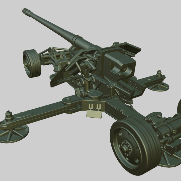 3D Printable 128mm anti-tank gun - Pak 44 (Germany, WW2) by Wargame3d