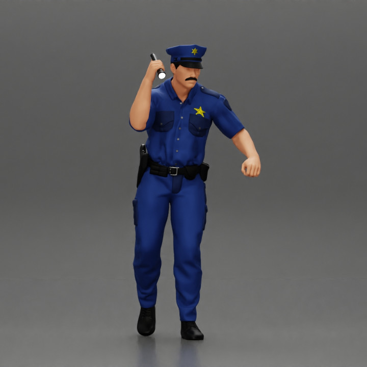 3d Printable Police Man Walking Searching With Flash Light By 3dgeschaft Miniatures Figures