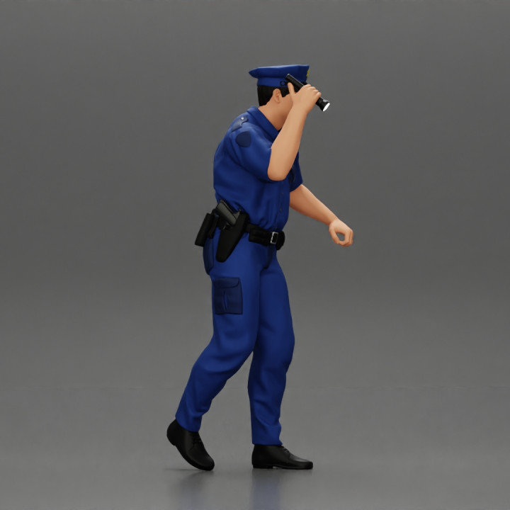3D Printable Police man walking Searching With Flash Light by ...