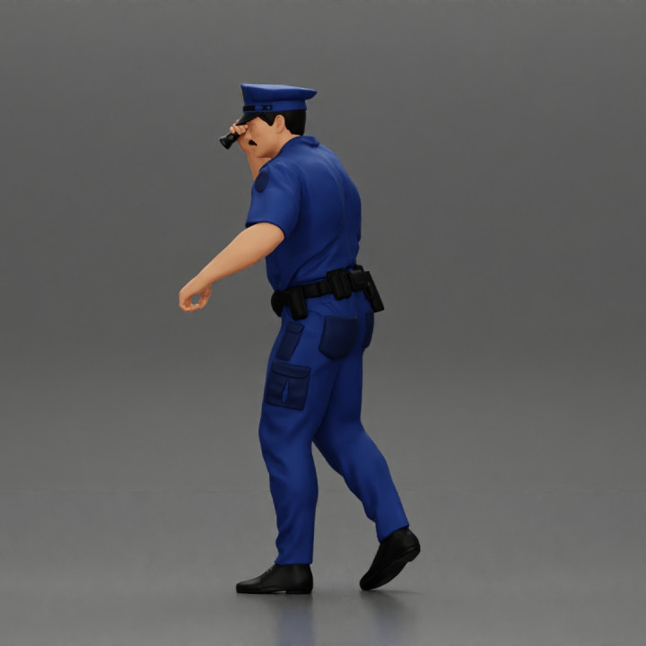 3D Printable Police man walking Searching With Flash Light by ...