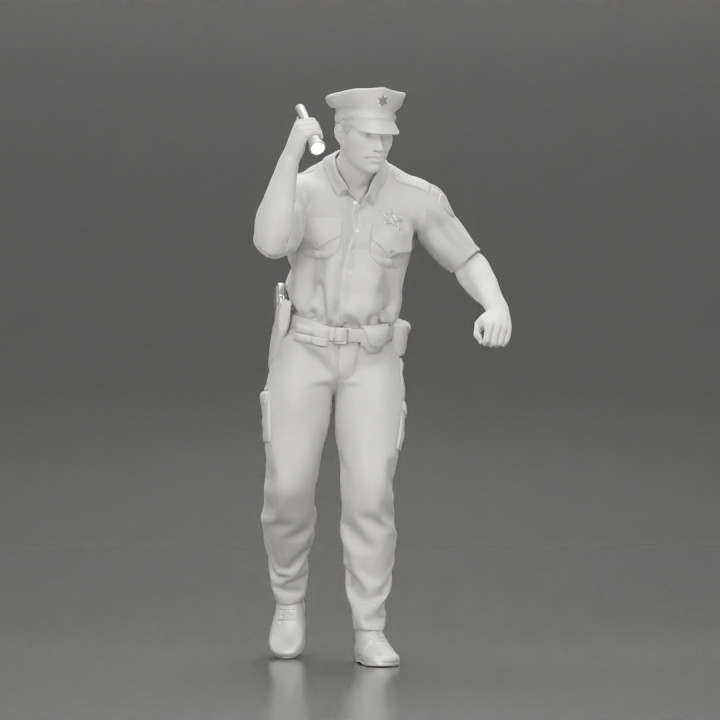 3D Printable Police man walking Searching With Flash Light by ...