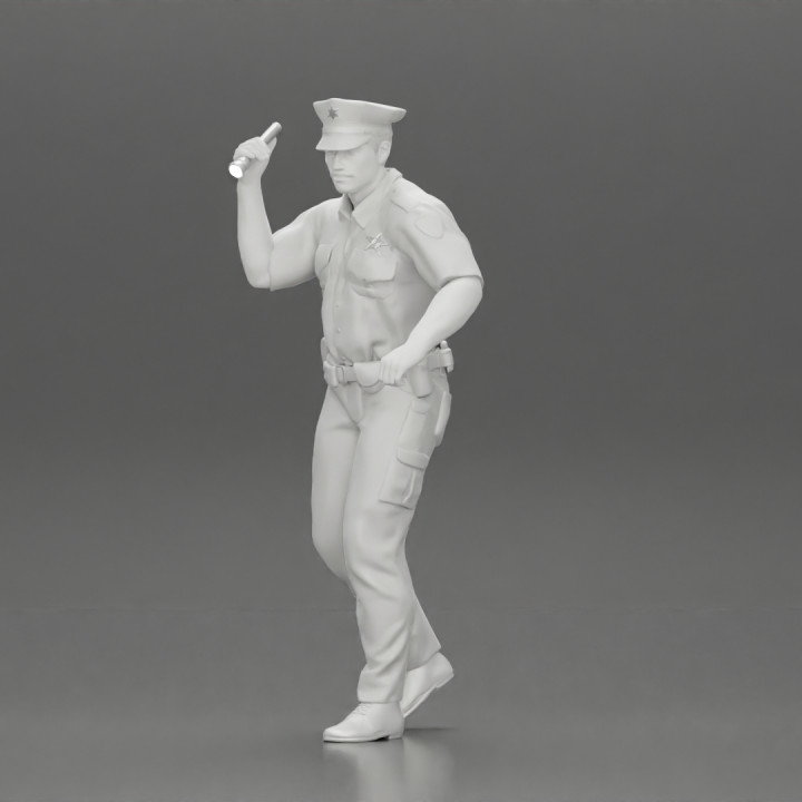 3D Printable Police man walking Searching With Flash Light by ...