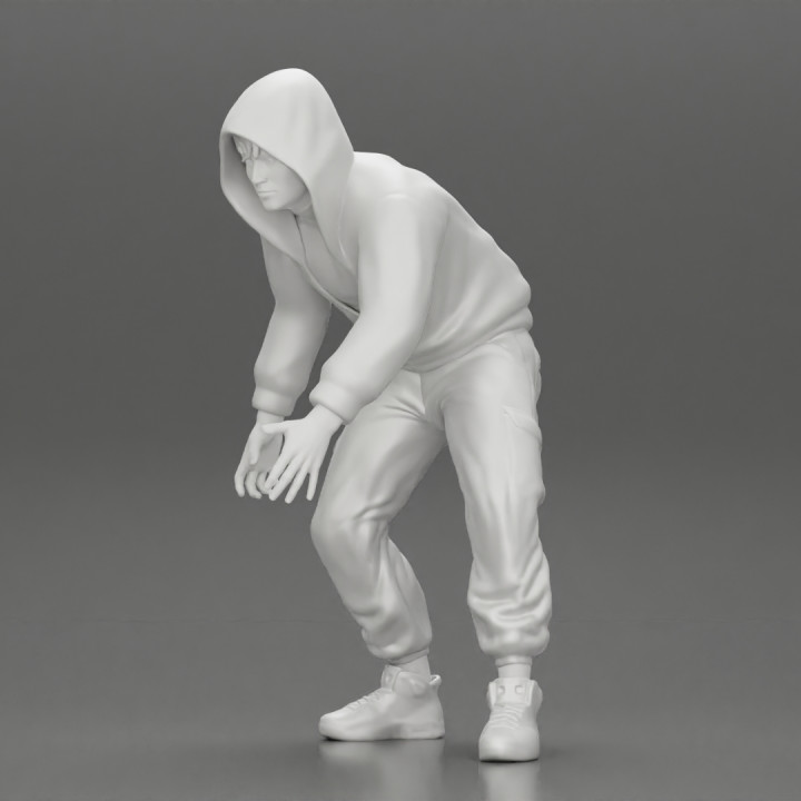 3D Printable gangster homie in hoodie and short with his dog on the ...