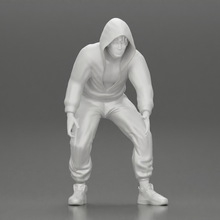 3D Printable gangster homie in hoodie and short with his dog on the ...