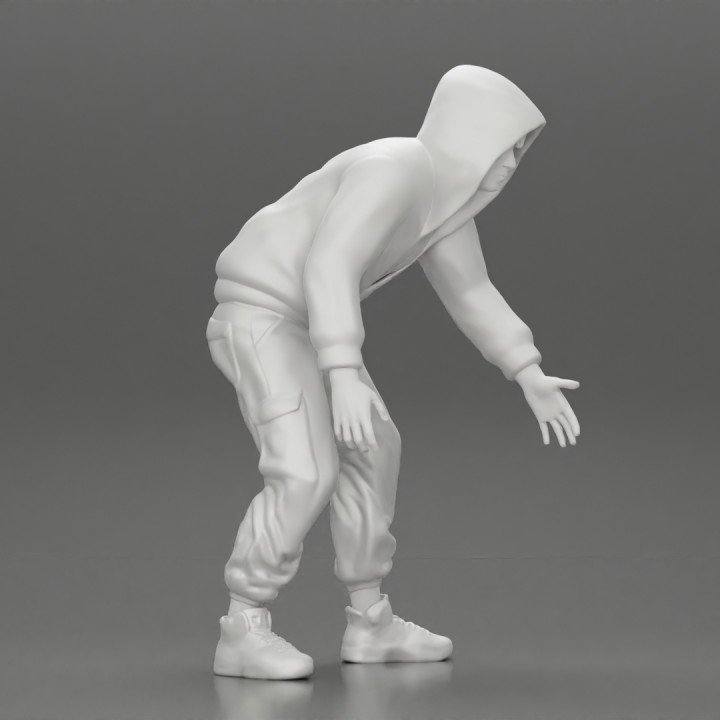 3D Printable gangster homie in hoodie and short with his dog on the ...