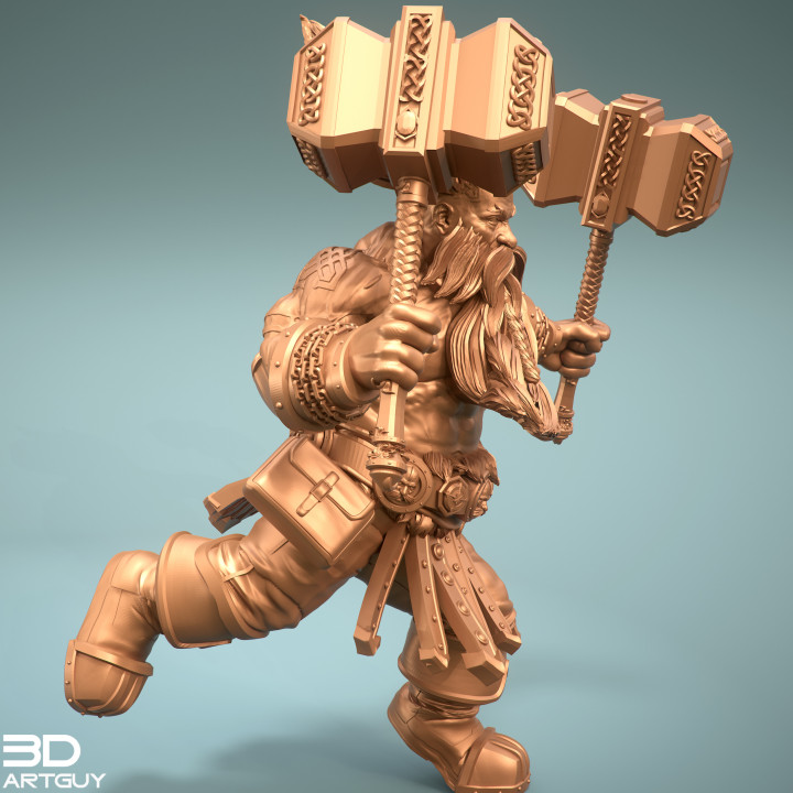 3D Printable Badass Dwarf by 3DArtGuy