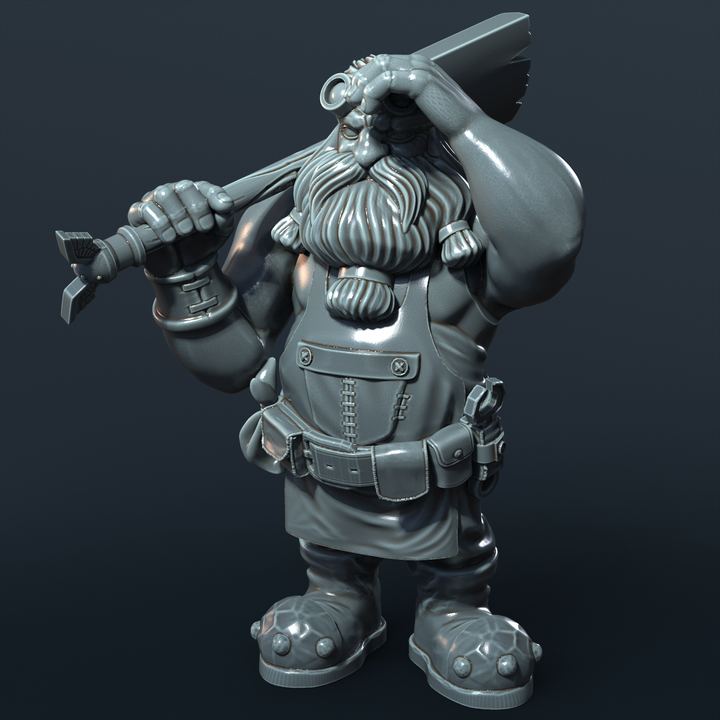 3D Printable Dwarf Chief Engineer by Moonshine Miniatures