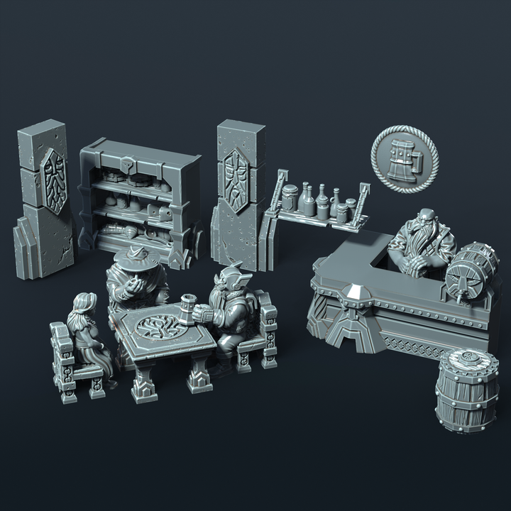 3D Printable Dwarven tavern by Moonshine Miniatures