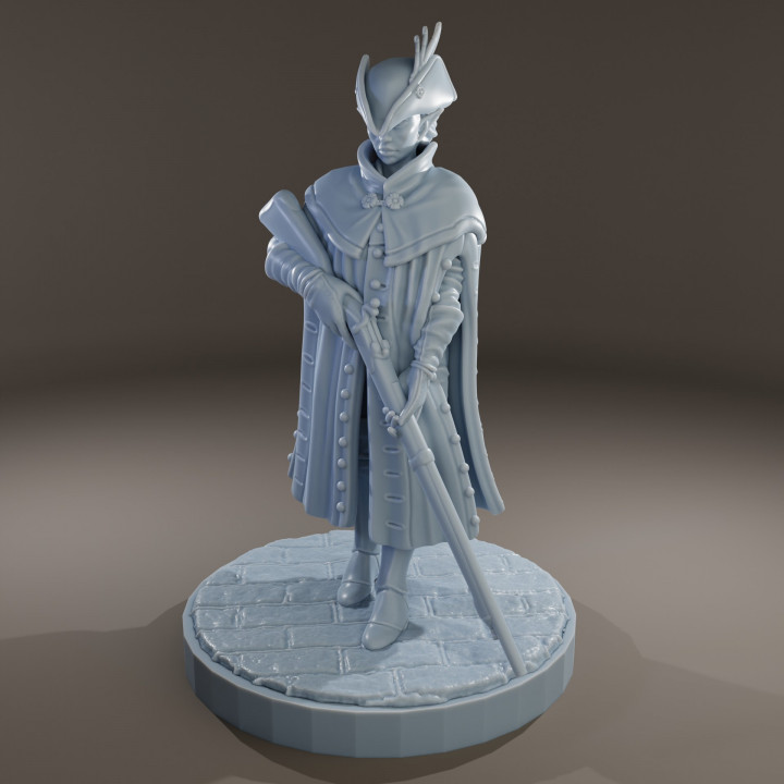 3D Printable Calantha - Dark Elf Gunslinger Pose 1 by Rogue Hero Minis