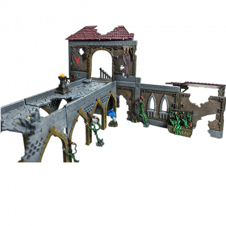 3D Printable Modular fantasy city building with bridge sections by Lex ...