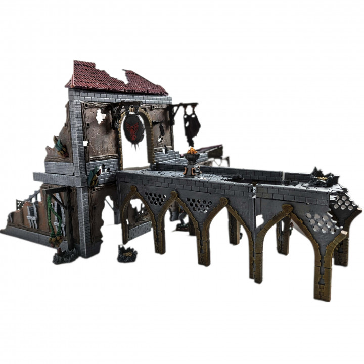 3D Printable Modular fantasy city building with bridge sections by Lex ...