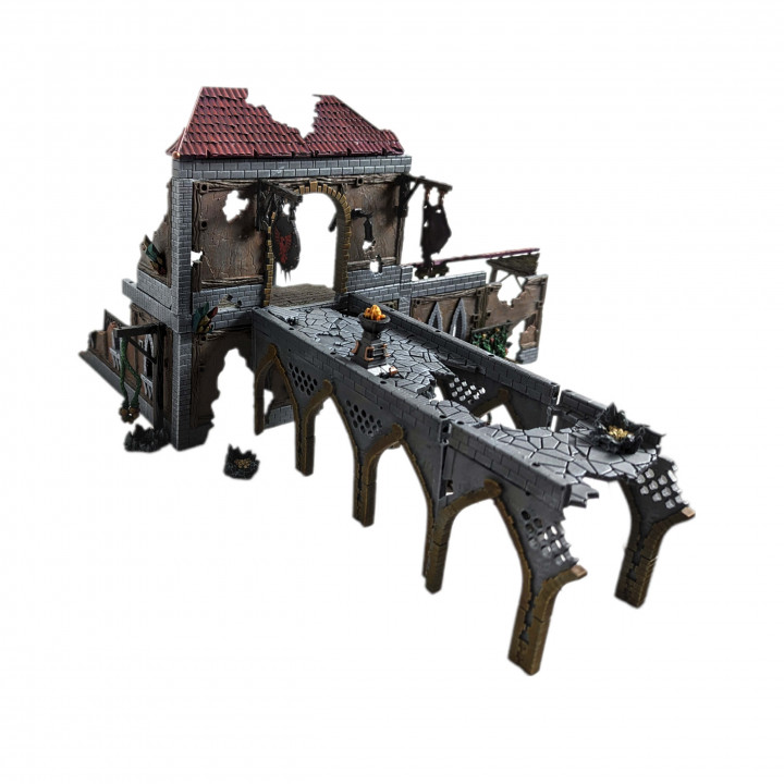 3D Printable Modular fantasy city building with bridge sections by Lex ...