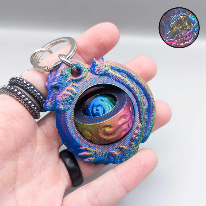 3D Printable Dragon Gyroid Fidget Spinner Keychain by Kirsten M