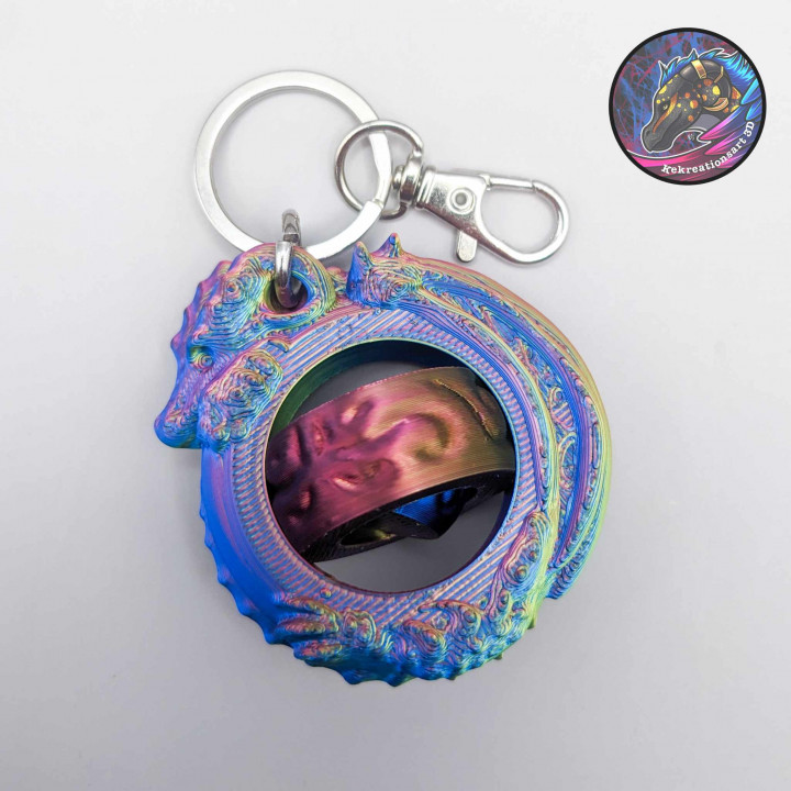 3D Printable Dragon Gyroid Fidget Spinner Keychain by Kirsten M