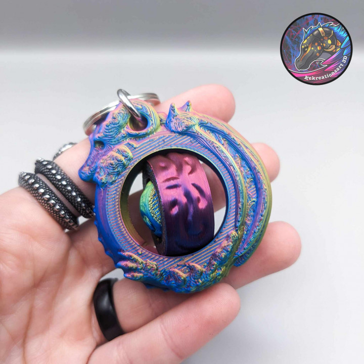 3D Printable Dragon Gyroid Fidget Spinner Keychain by Kirsten M