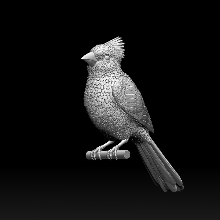 3D Printable bird red cardinal by Dmitry Tishchenkov