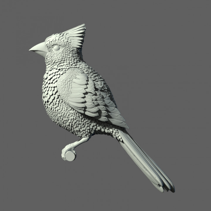 3D Printable bird red cardinal by Dmitry Tishchenkov