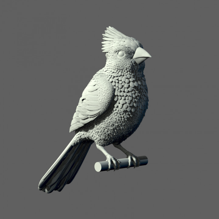3D Printable bird red cardinal by Dmitry Tishchenkov