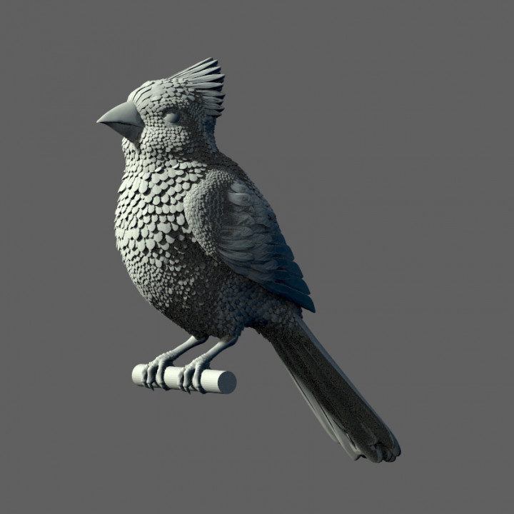 3D Printable bird red cardinal by Dmitry Tishchenkov